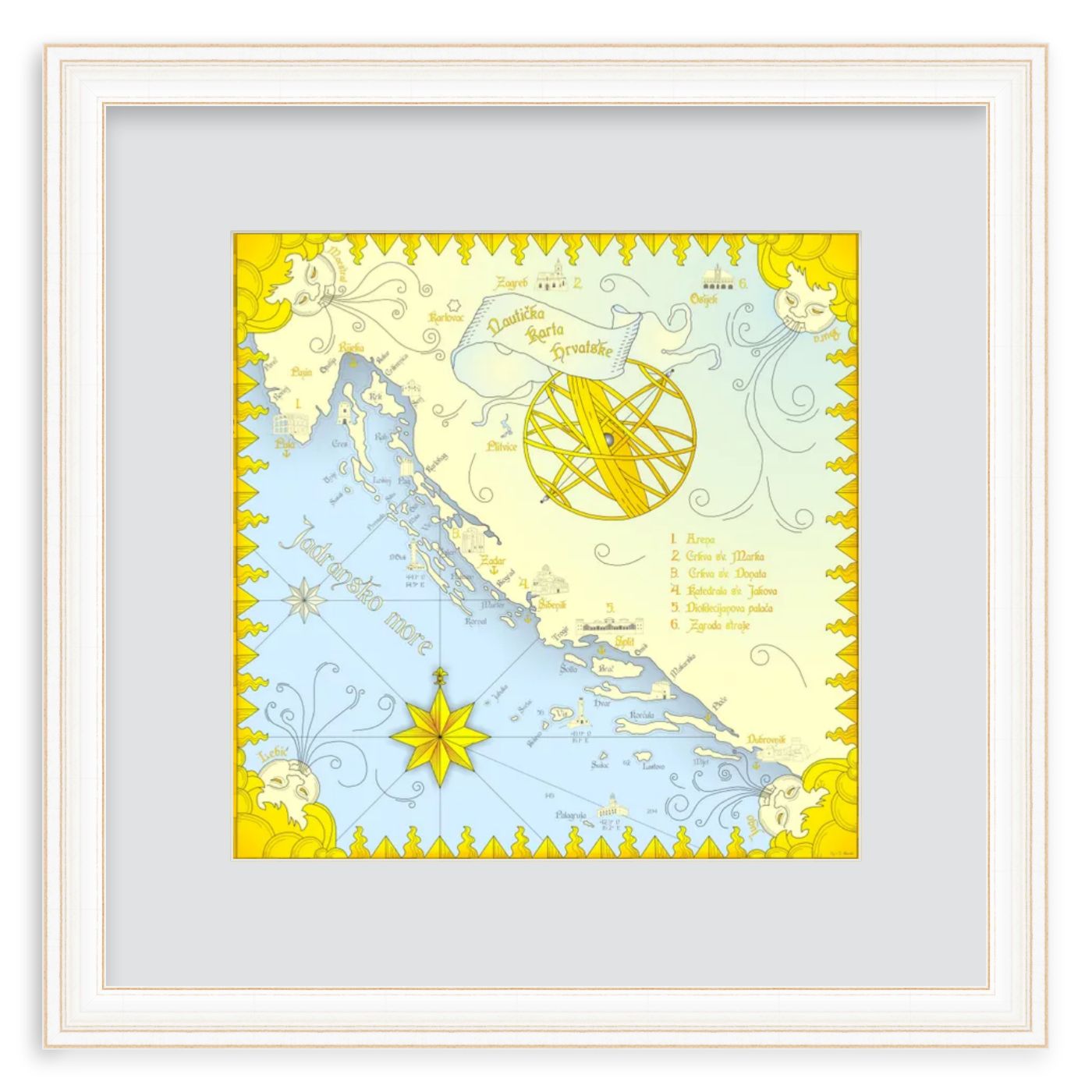 Nautical Map of Croatia - FRAMED – Croatian Heritage Corner