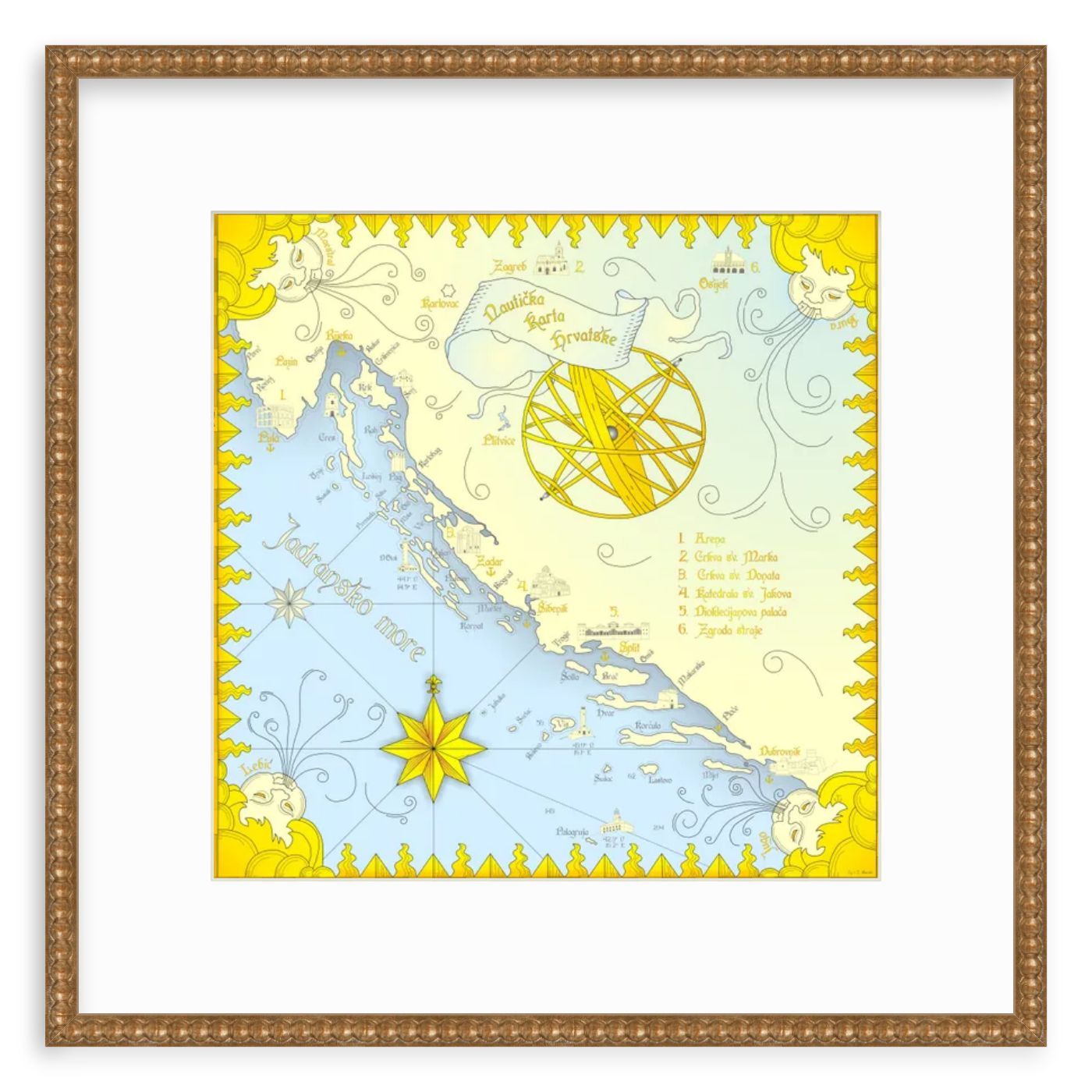 Nautical Map of Croatia - FRAMED – Croatian Heritage Corner